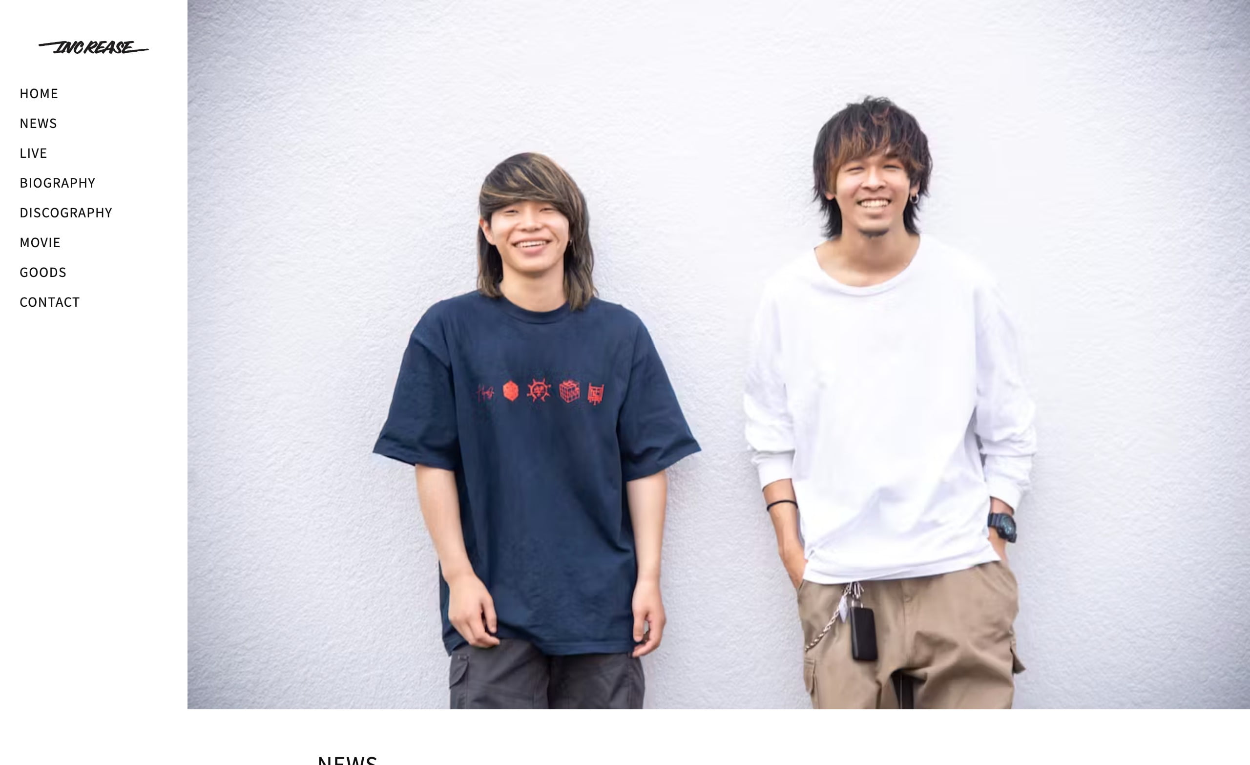 INC REASEオフィシャルウェブサイト | MUSIC WEB CLIPS - バンド・アーティスト・音楽関連のWEBデザイン ギャラリーサイト